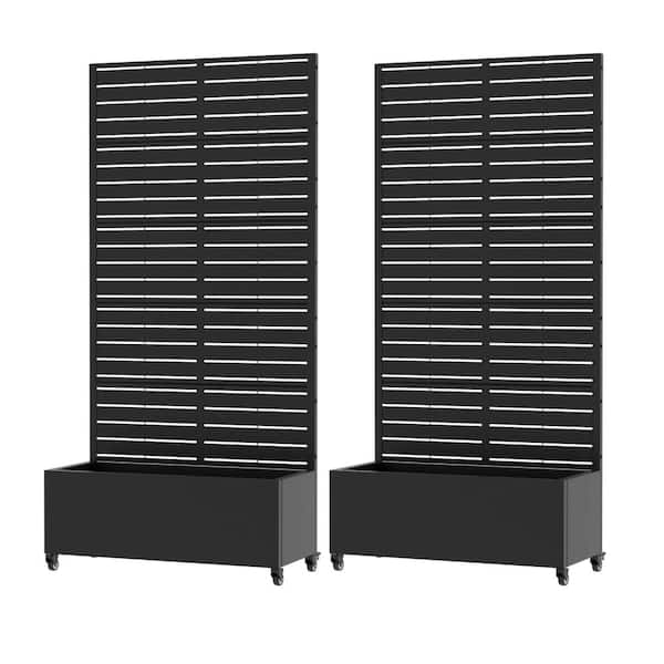 PexFix 72 in. H x 35 in. W Black Planter Box Set with Trellis and ...