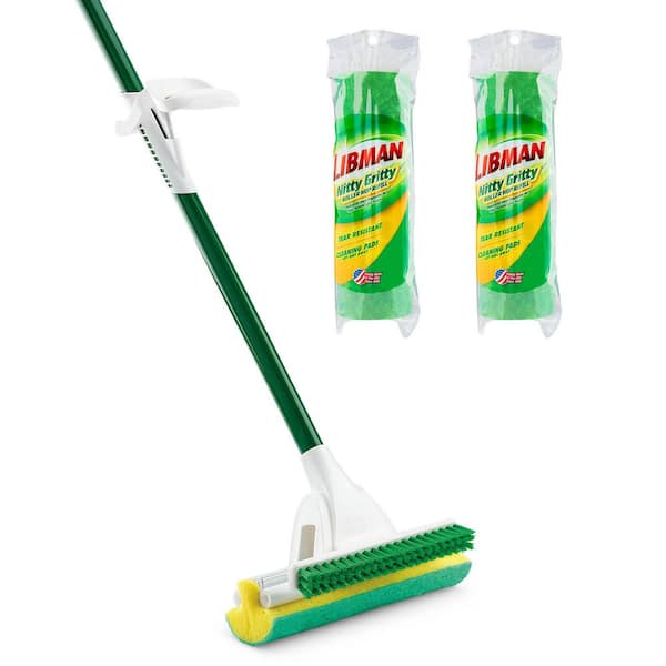 Libman Nitty Gritty Roller Sponge Mop with Scrub Brush with 2 Refills ...