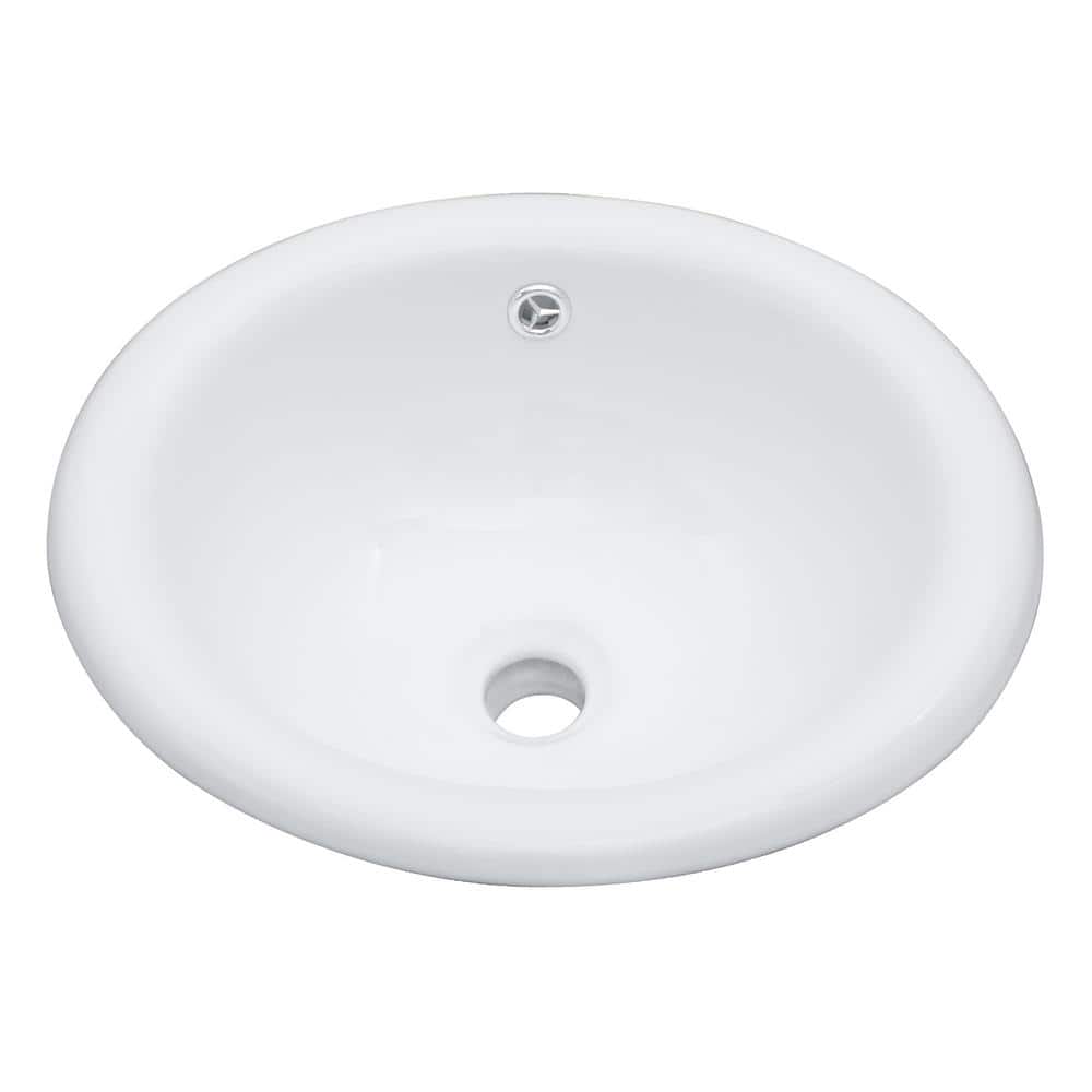 LORDEAR 17-in. x 15-1/2-in. Above Counter Oval Ceramic White Semi ...