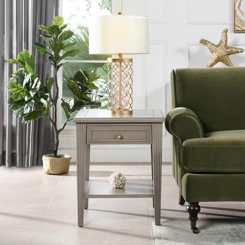 Reviews for Jennifer Taylor Dauphin 20 in. Grey Cashmere Wood Storage ...