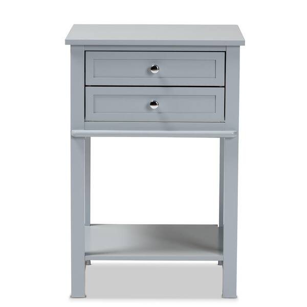 Baxton Studio Willow 2-Drawer Light Grey Nightstand 163-9033-HD - The ...