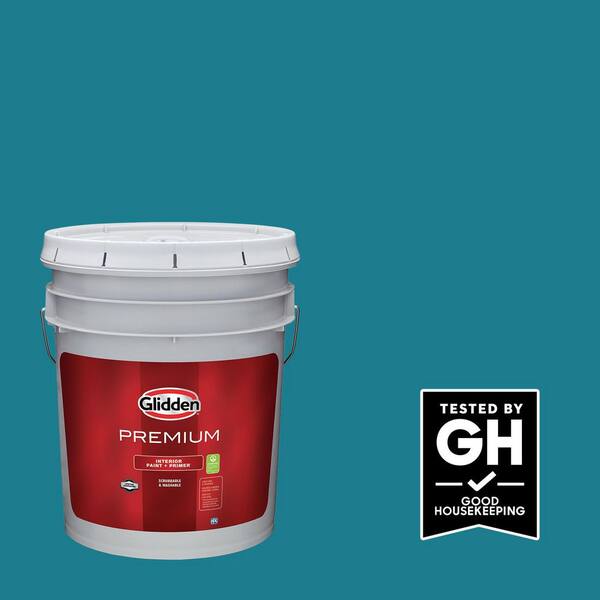 Glidden Premium 5 gal. PPG1150-6 Bermuda Satin Interior Latex Paint ...