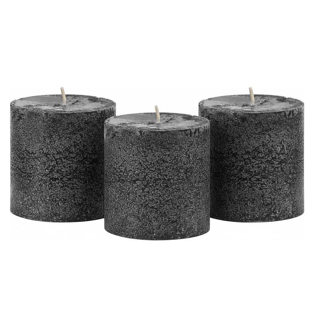 Black Unscented Smokeless Dripless Soy Wax Single Wick Pillar Candle 3 ...
