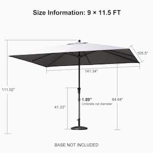 PURPLE LEAF 9 ft. x 11 ft. Light Gray Market Umbrella with Aluminum ...