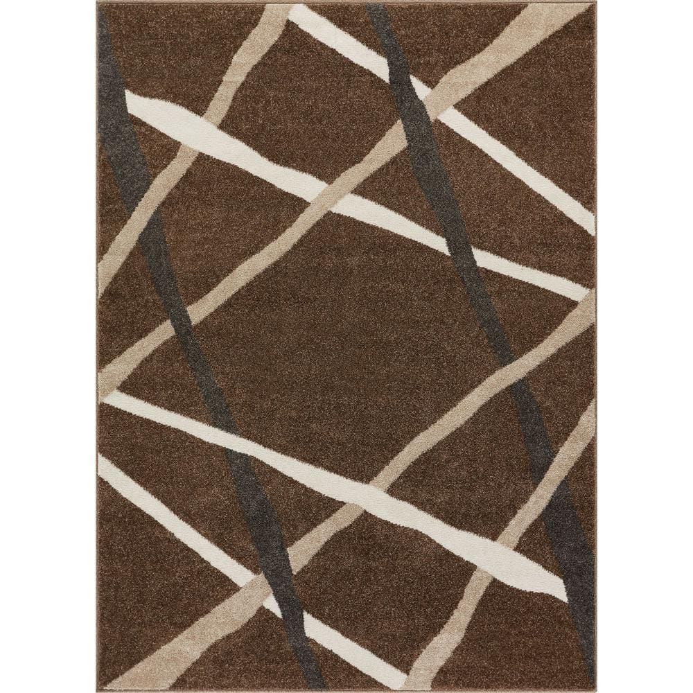 Well Woven Serenity Piku Brown Modern Abstract Shapes 3 ft. 11 in. x 5 ...