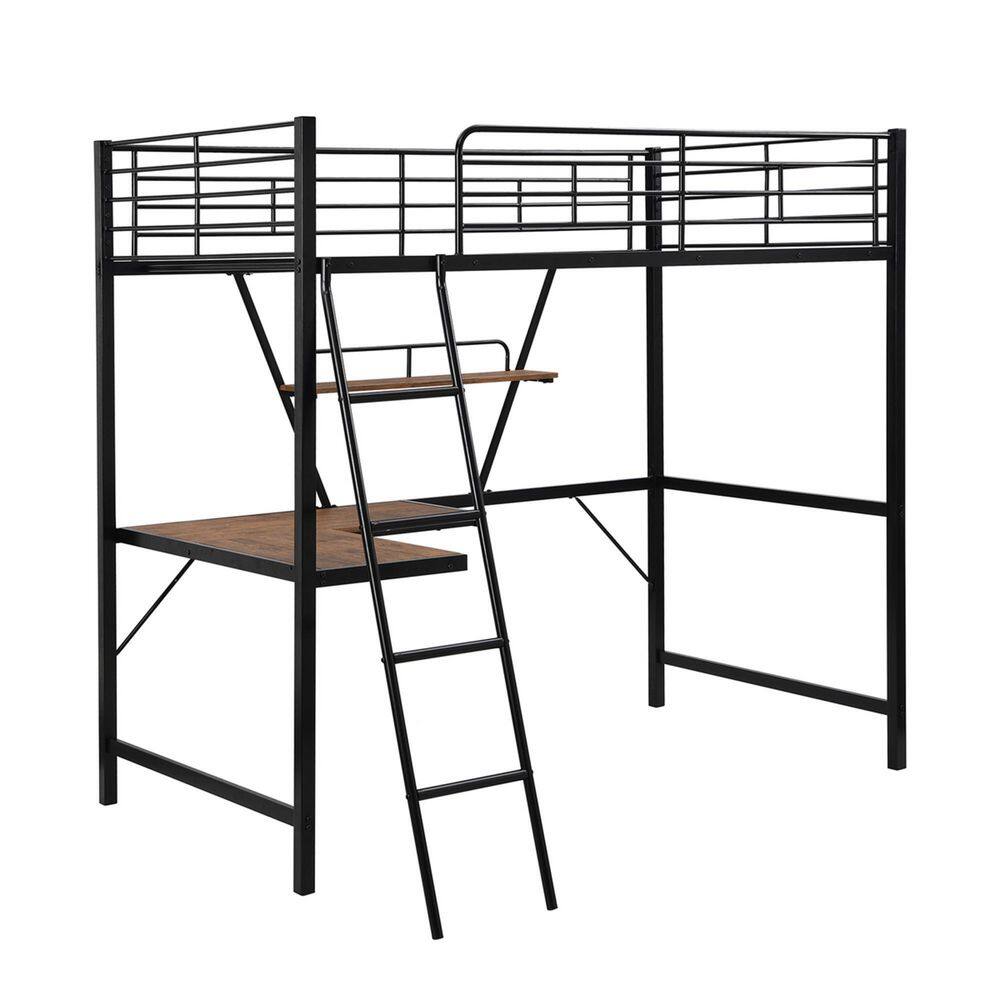 Z-joyee 56.60 in. W Black Twin Metal Bunk Loft With Desk LYZY13 - The ...