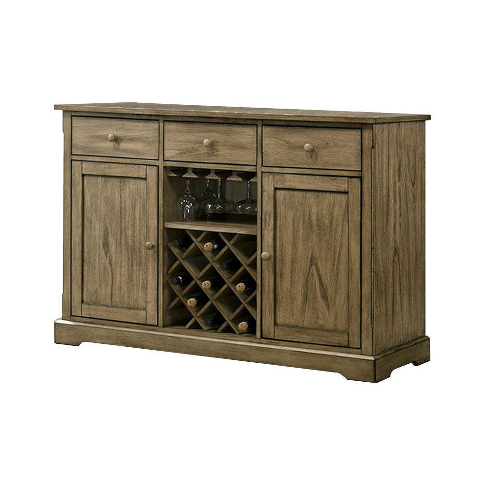 Benjara Brown Wood Top 54 in. Sideboard with 3-Drawers BM302201 - The ...