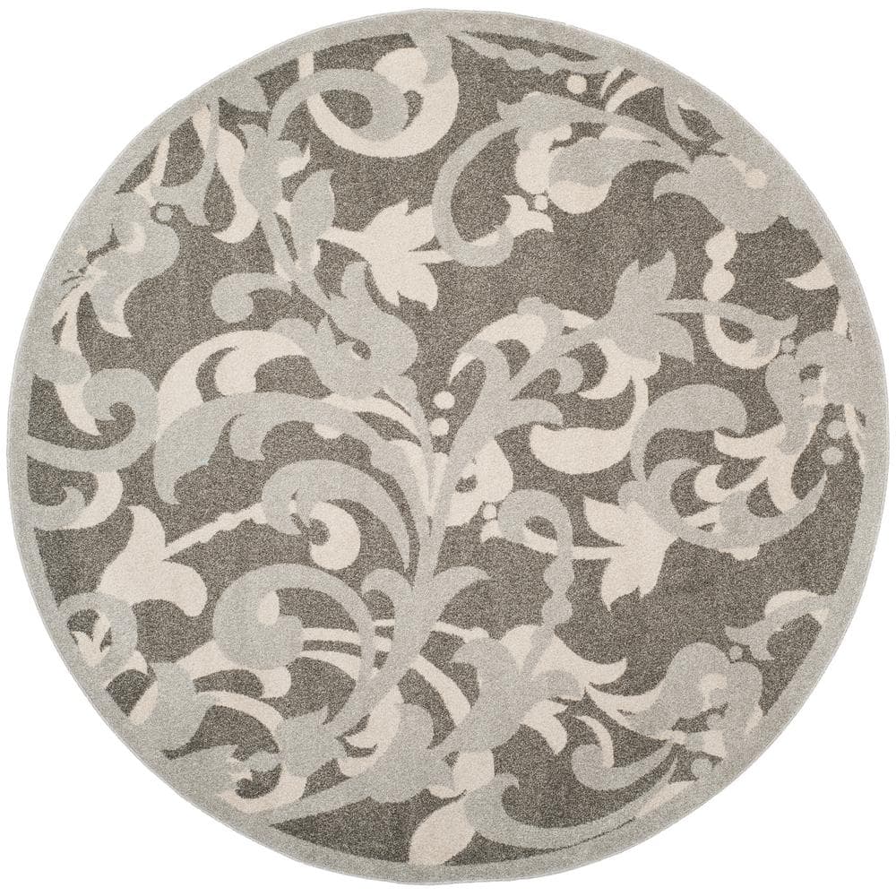 SAFAVIEH Amherst Gray/Light Gray 7 ft. x 7 ft. Round Border Area Rug ...