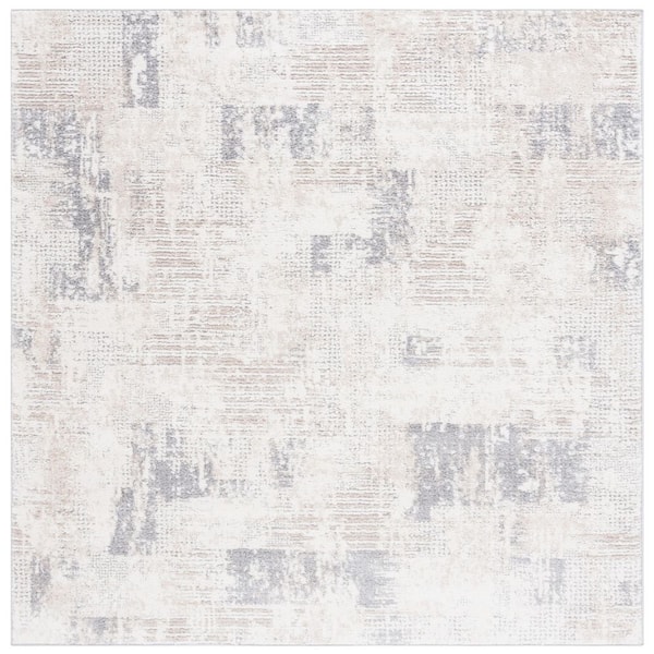 SAFAVIEH Opal 7 ft. x 7 ft. Ivory/Gray Geometric Marble square Area Rug ...
