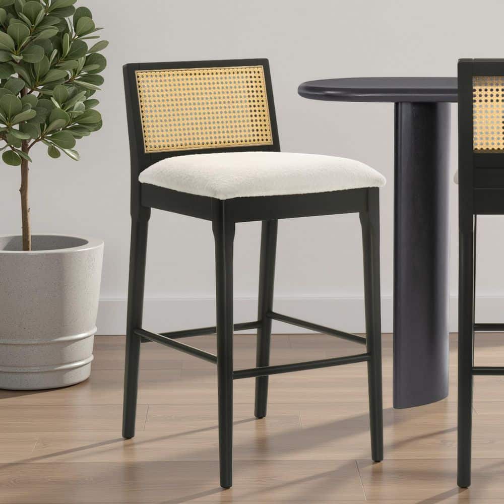 Armen Living Tobias 38.5 in. H Bar Height White / Black Low Back Wood ...
