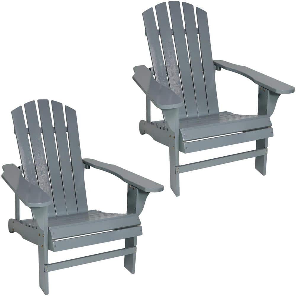 Sunnydaze Coastal Bliss Gray Wooden Adirondack Chair (Set of 2) IEO-861 ...
