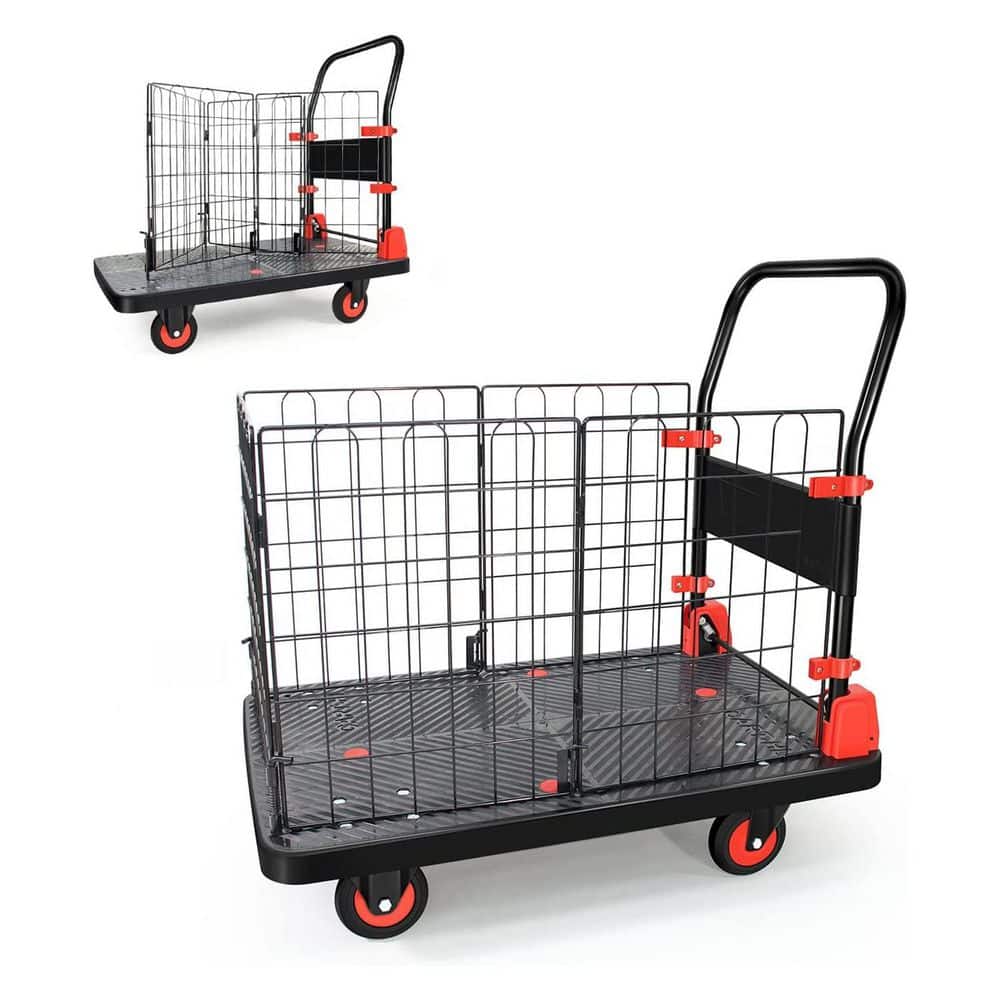 Foldable Platform Push Hand Truck Serving Cart, Basket Cage Cart, 660 ...