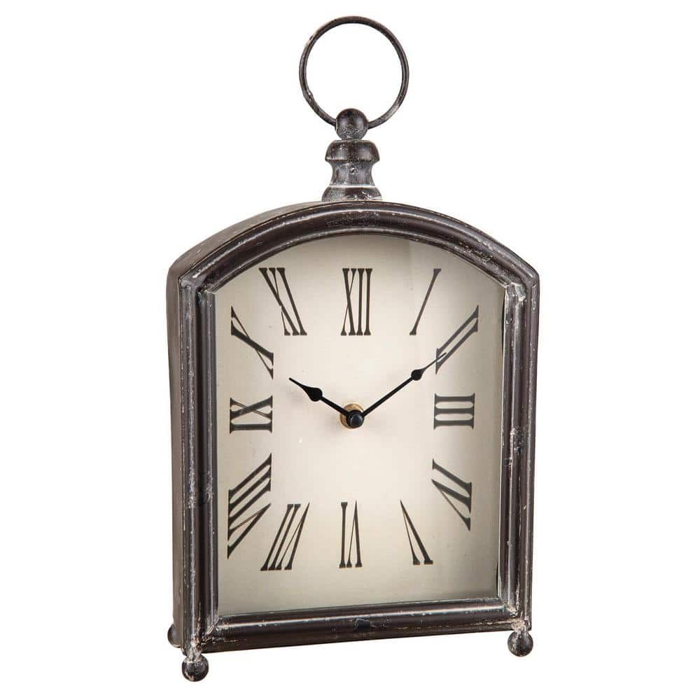 Rustic Distressed Metal Battery Operated Table Clock-FCWS02919 - The ...