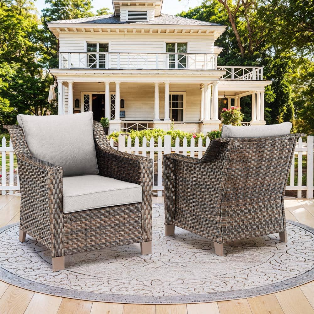 Opohoro SlideArm Metal and Brown Wicker Outdoor Lounge Chair with ...