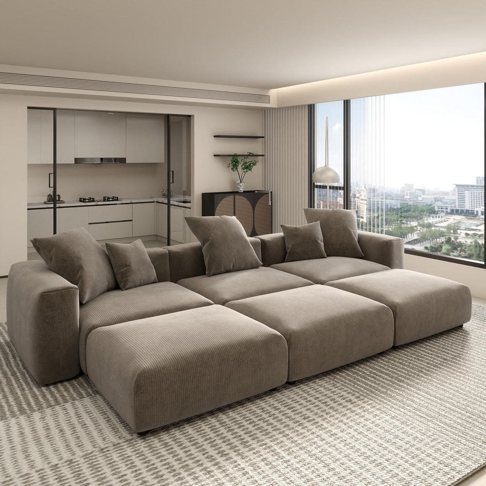 Magic Home 118 in. Armless Oversized Exra Large 4-Piece L-shaped ...