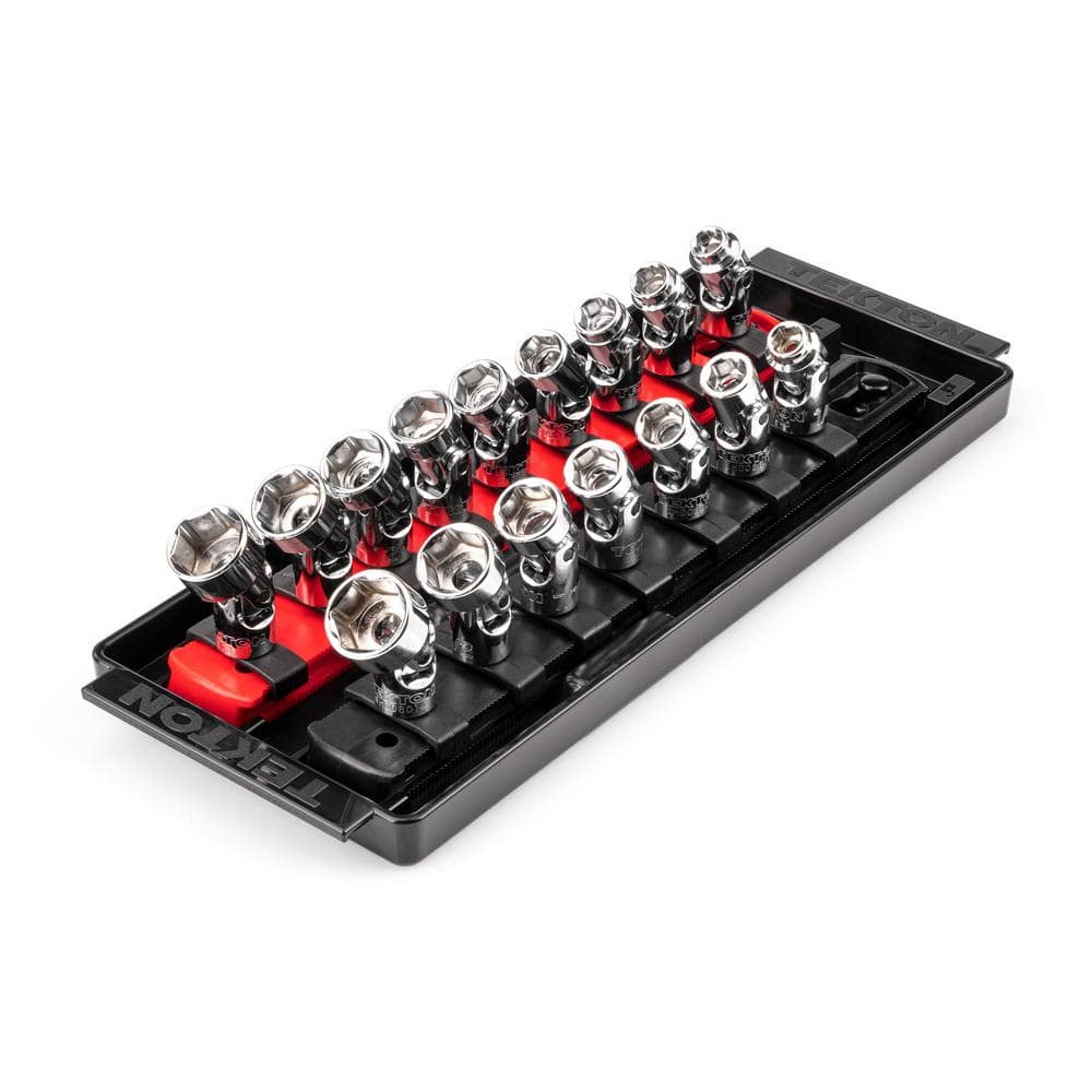 TEKTON 1/4 in. Drive Universal Joint Socket Set with Rails, 16-Piece (1 ...