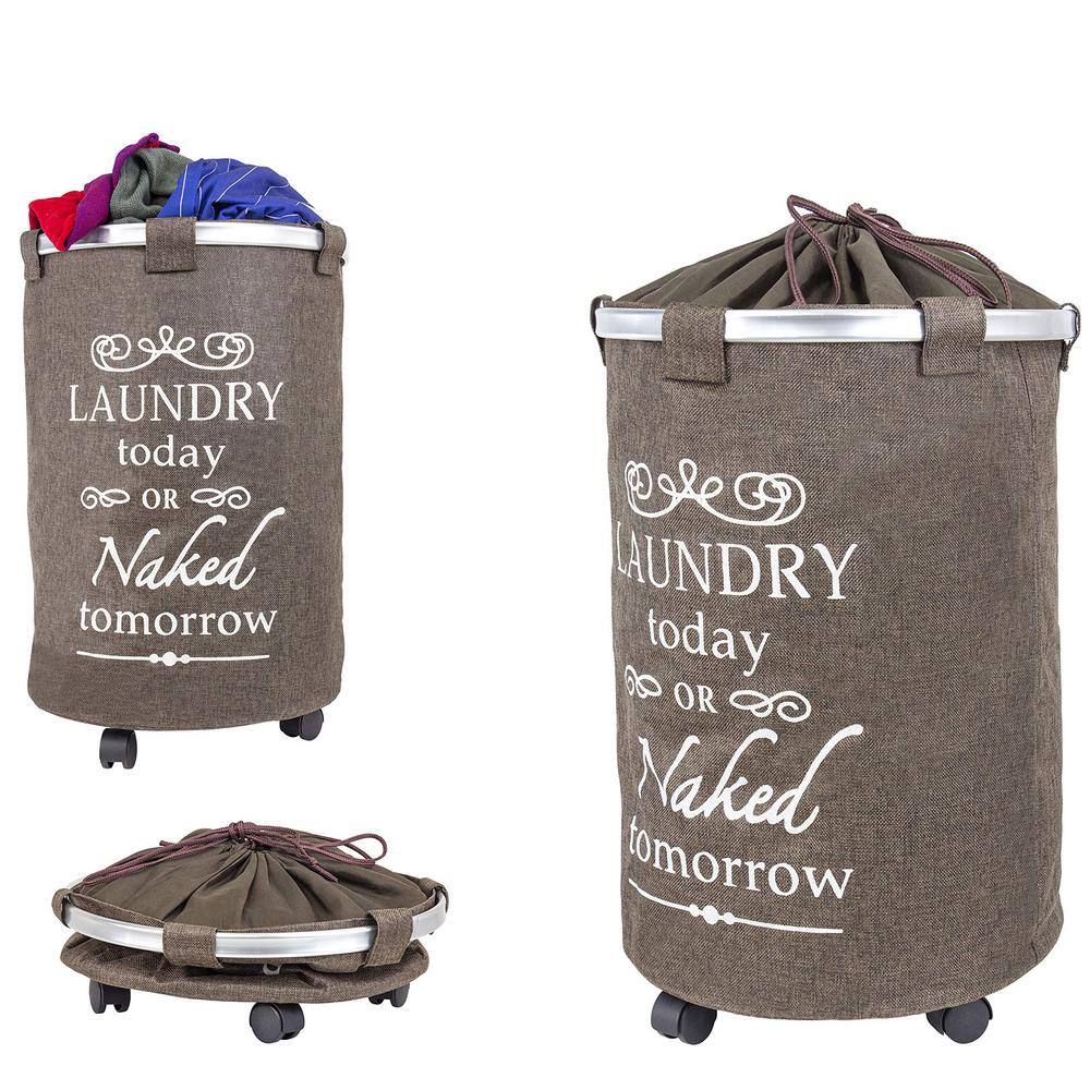 15 in. W x 15 in. D x 24 in. H Fabric Laundry Basket Hamper with Wheels ...