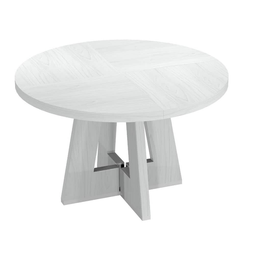 BYBLIGHT Roesler Farmhouse White Wood 47 in. W Pedestal Round Dining ...