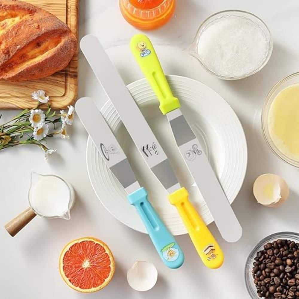 3-Piece Offset Spatula Set Ergonomic PP Handle, Stainless Steel ...