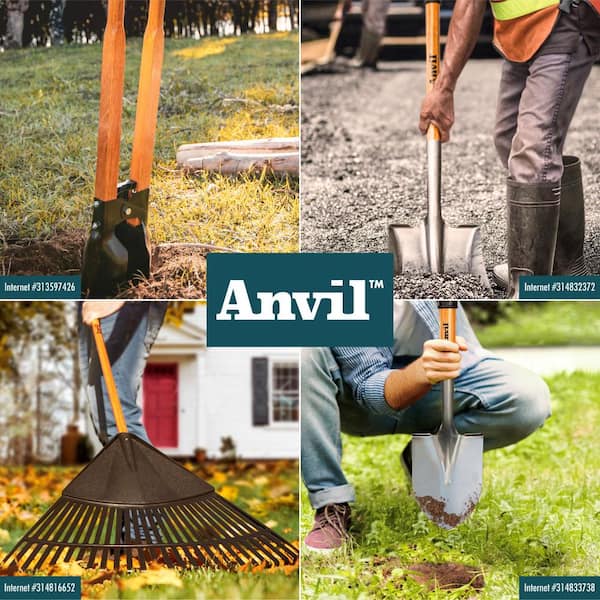 Anvil 6 cu. ft. Steel Tub Wheelbarrow with Wooden Handles and Pneumatic ...