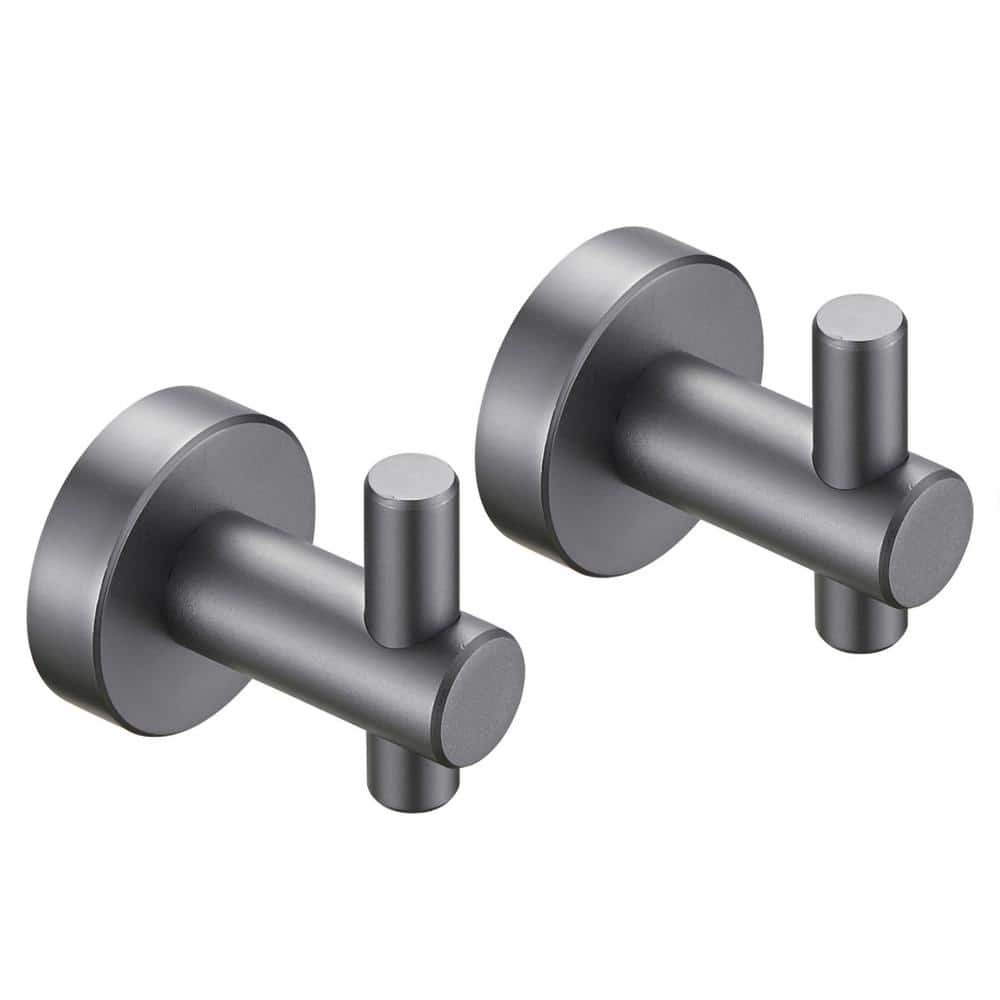 UPIKER Round knob Bathroom Robe/Towel Hook in Aluminum Gun Grey (2-Pack ...