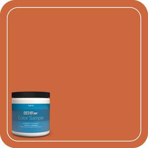 BEHR DYNASTY 8 oz. #S-H-250 Pumpkin Patch Satin Enamel Stain-Blocking ...