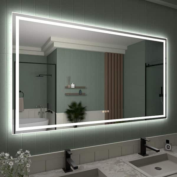 TaiMei 60 in. W x 36 in. H Rectangular Frameless LED Light Anti-Fog ...