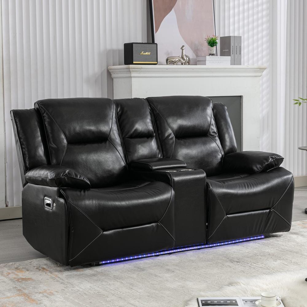 Polibi Luxurious Leather Home Theater Recliner, Recliner Chair with a ...