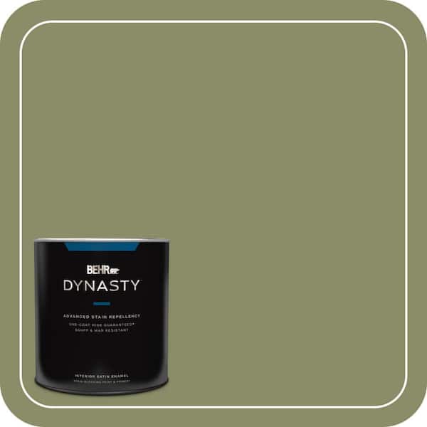 BEHR DYNASTY 1 qt. #S370-5 Pesto Paste One-Coat Hide Satin Enamel ...