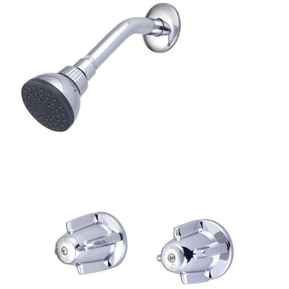 Central Brass Double-Handle 1-Spray Shower Faucet Set in Chrome (Valve ...