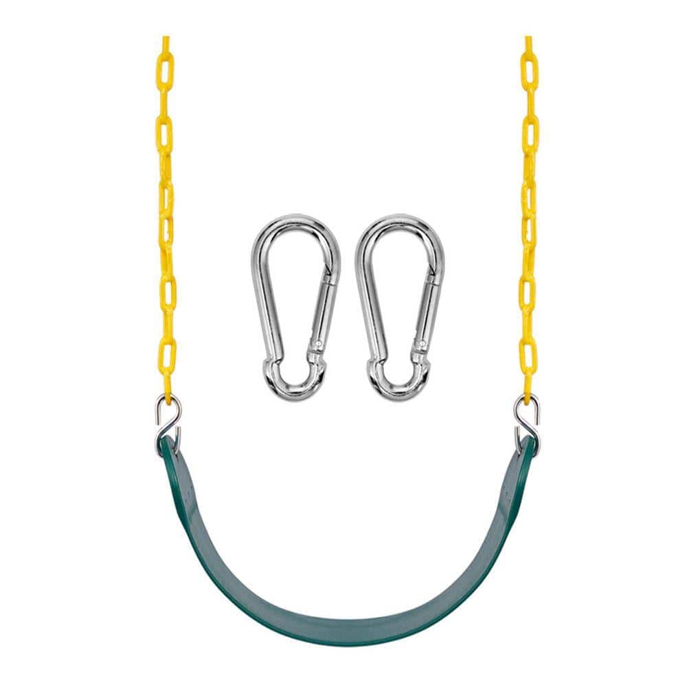 Sorbus Green Belt Swing with Chain, Heavy Duty Swing Seat, 68 in. Rust ...