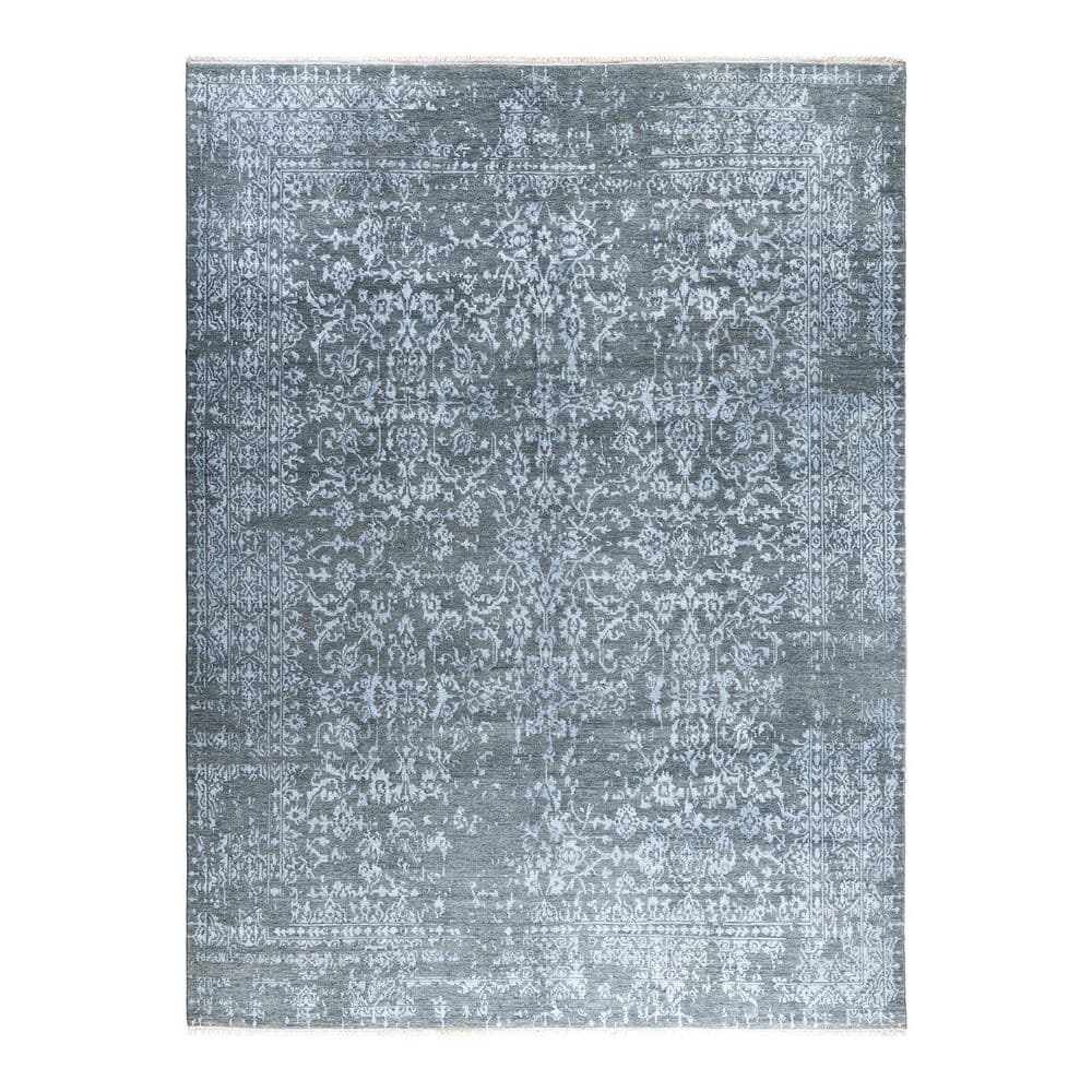 Chloe & Olivia Home Ikat 9 ft. x 12 ft. Gray Abstract Wool Indoor Area ...