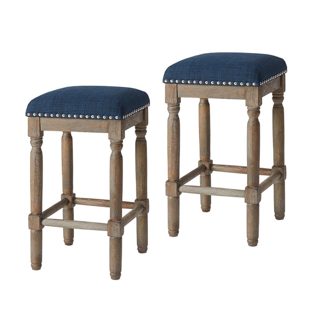Madison Park Kagen 26 in. Navy Wood Counter Stool MP104-0037 - The Home ...
