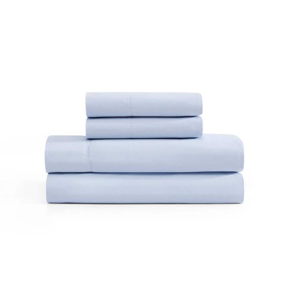 Tommy Hilfiger TH Solid 4-Piece Blue Cotton Full Sheet Set ...