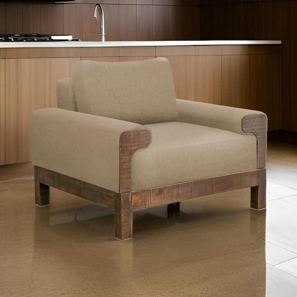 Benjara Caisy Brown and Caramel Brown Polyester Accent Chair BM320801 ...