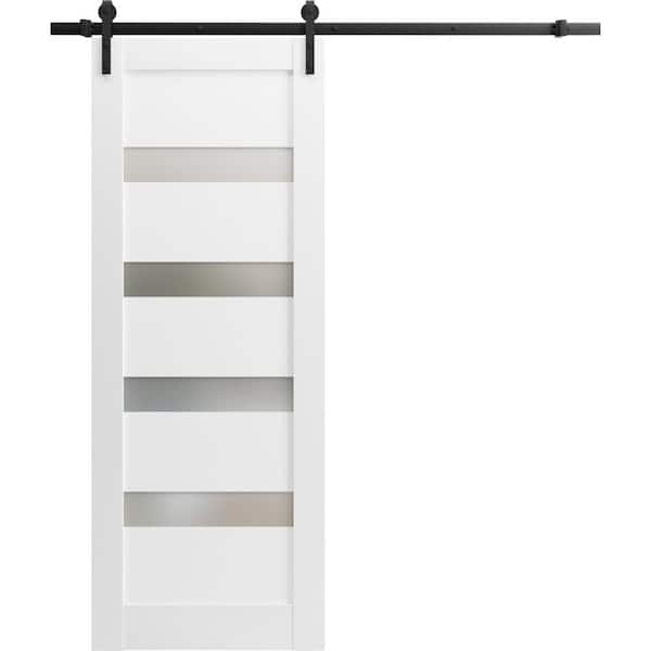 Sartodoors Assembly Required 30 in. x 96 in. 1-Panel Frosted Glass ...