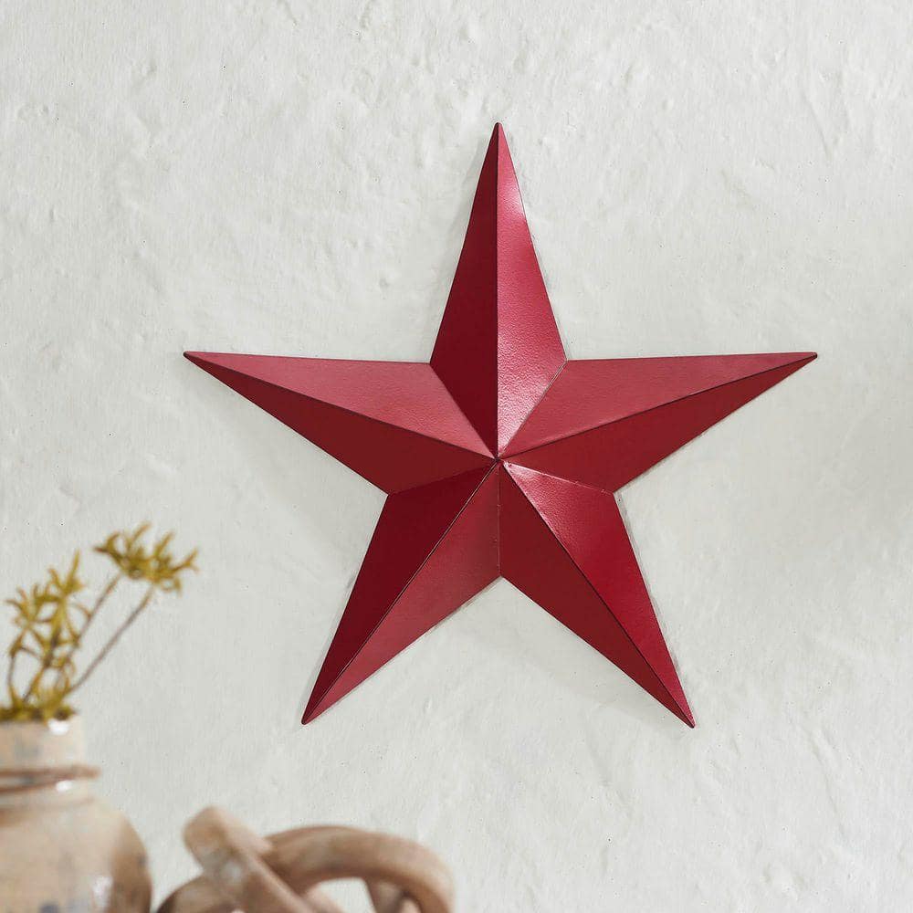 VHC BRANDS 1-Piece 18 in. x 18 in. Red Distressed Metal Star Wall Decor ...
