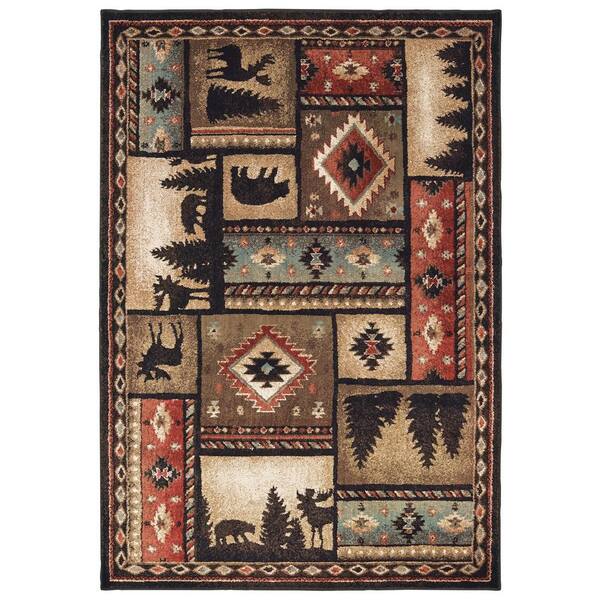 AVERLEY HOME Timberidge Black/Multi 10 ft. x 13 ft. Geo Lodge Area Rug ...