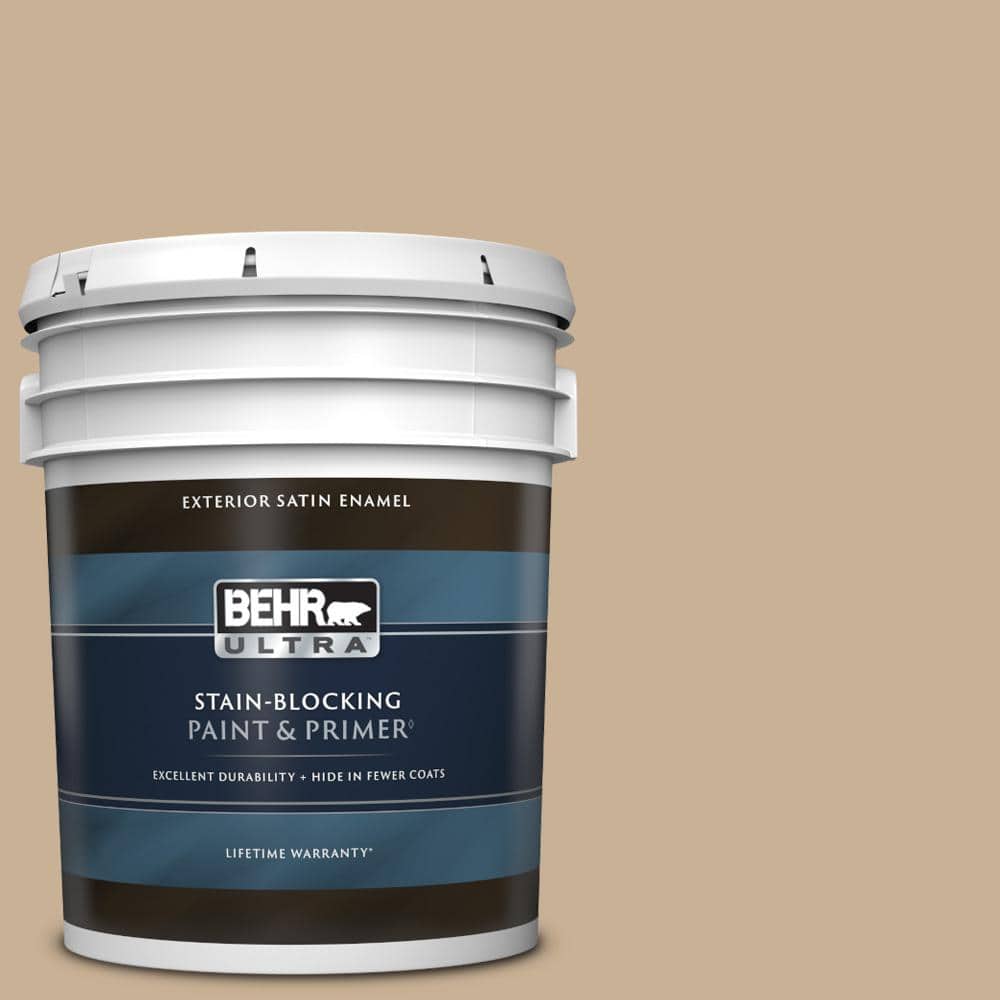 BEHR ULTRA 5 gal. #MQ2-46 Basswood Satin Enamel Exterior Paint & Primer ...