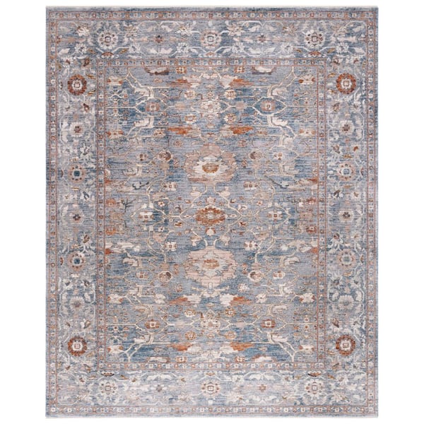 SAFAVIEH Heirloom 9 ft. x 12 ft. Blue/Gray Border Distressed Area Rug ...