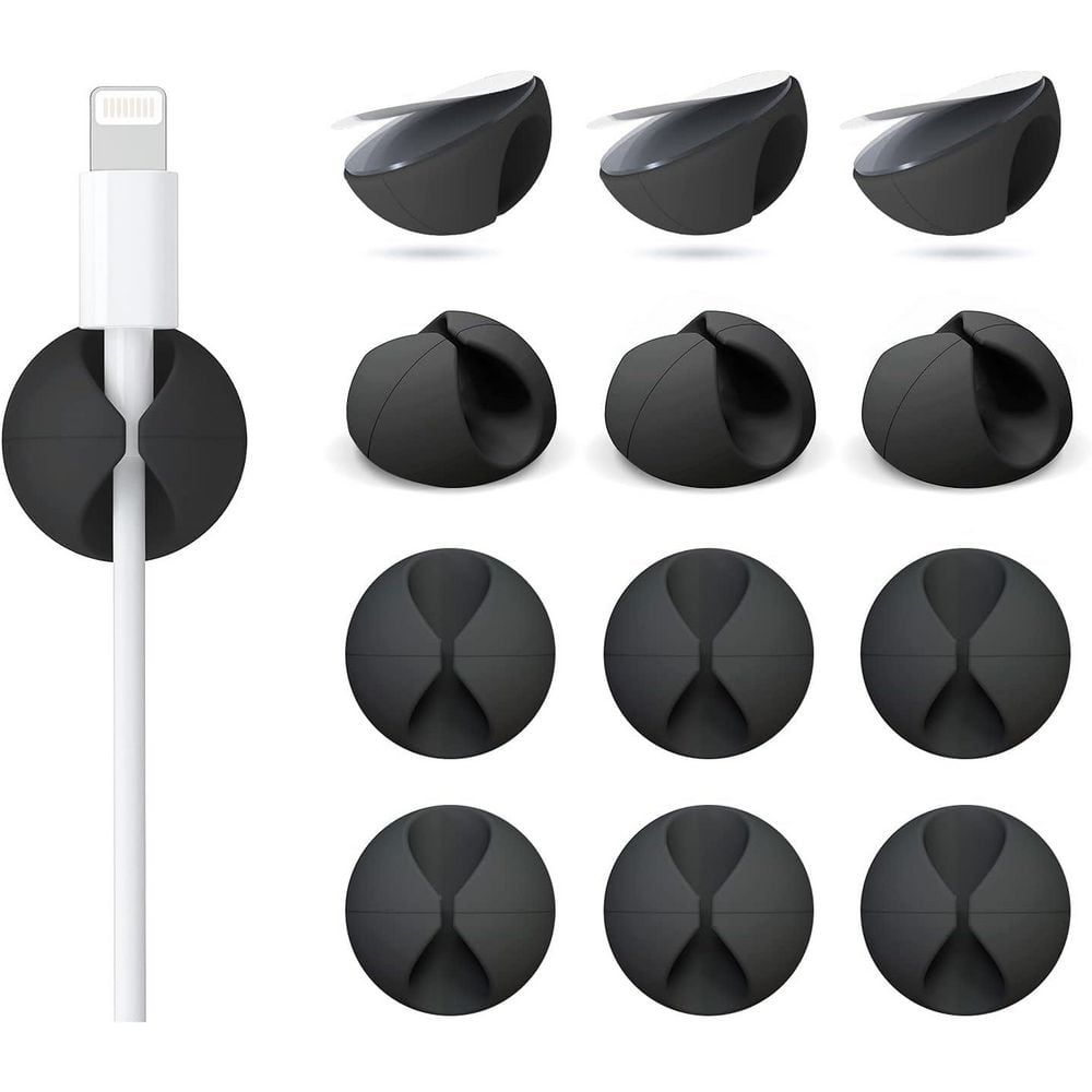 Yichuhaoxi 12 Pack Cable Clips Cord Organizer Holder Adhesive Cable Management for Desk Home ...