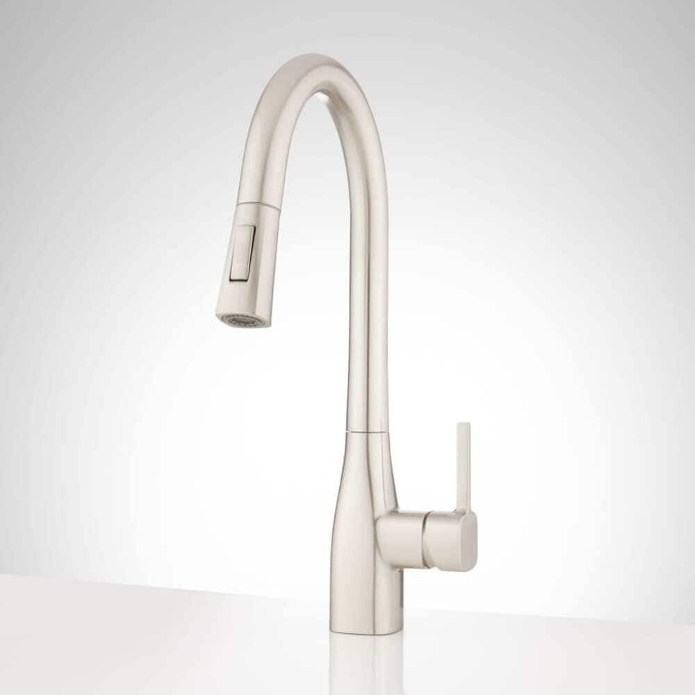 SIGNATURE HARDWARE Carin Single Handle Pull Down Sprayer Kitchen Faucet ...