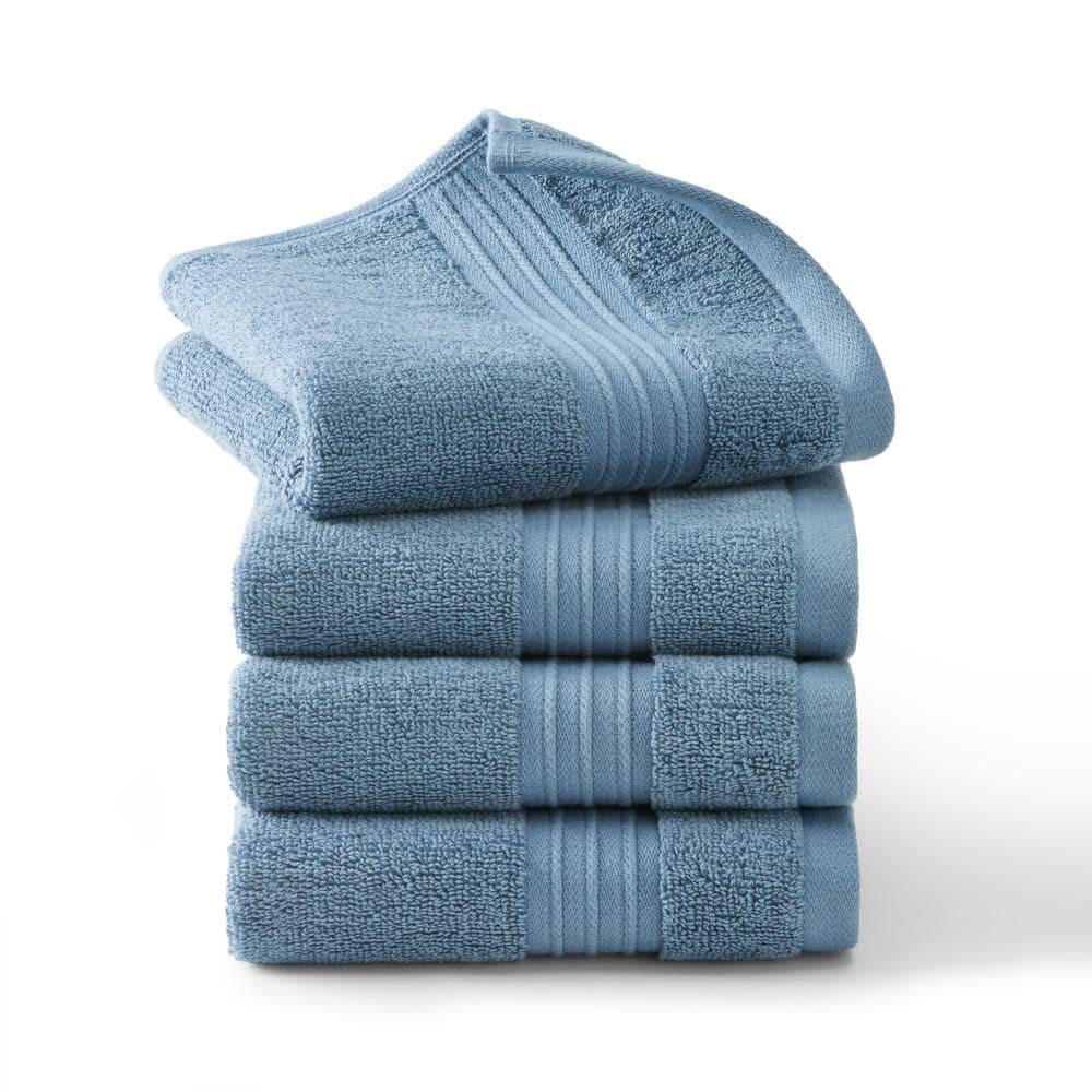 TOWN & COUNTRY LIVING Solid Dobby Border Cotton 13 in. x 13 in. Blue ...