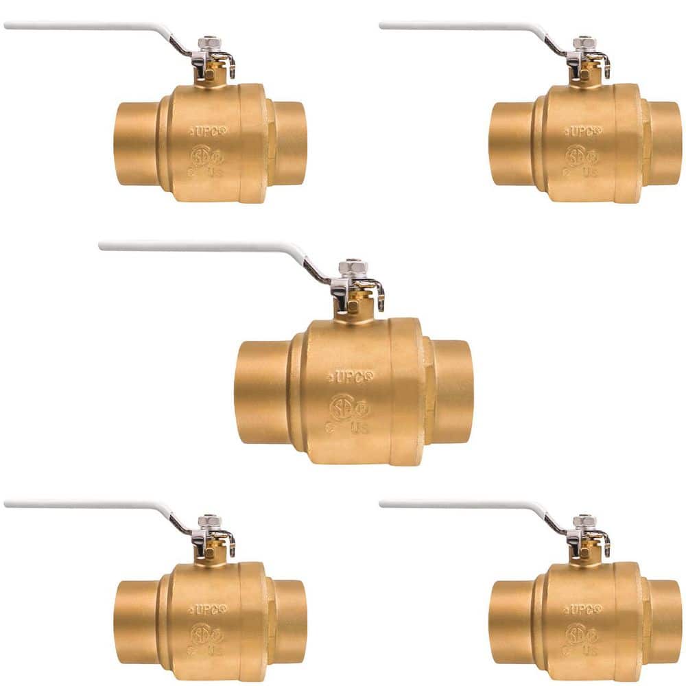 PLUMBFLEX 1 in. SWT x 1 in. SWT Premium Brass Full Port Ball Valve (5 ...