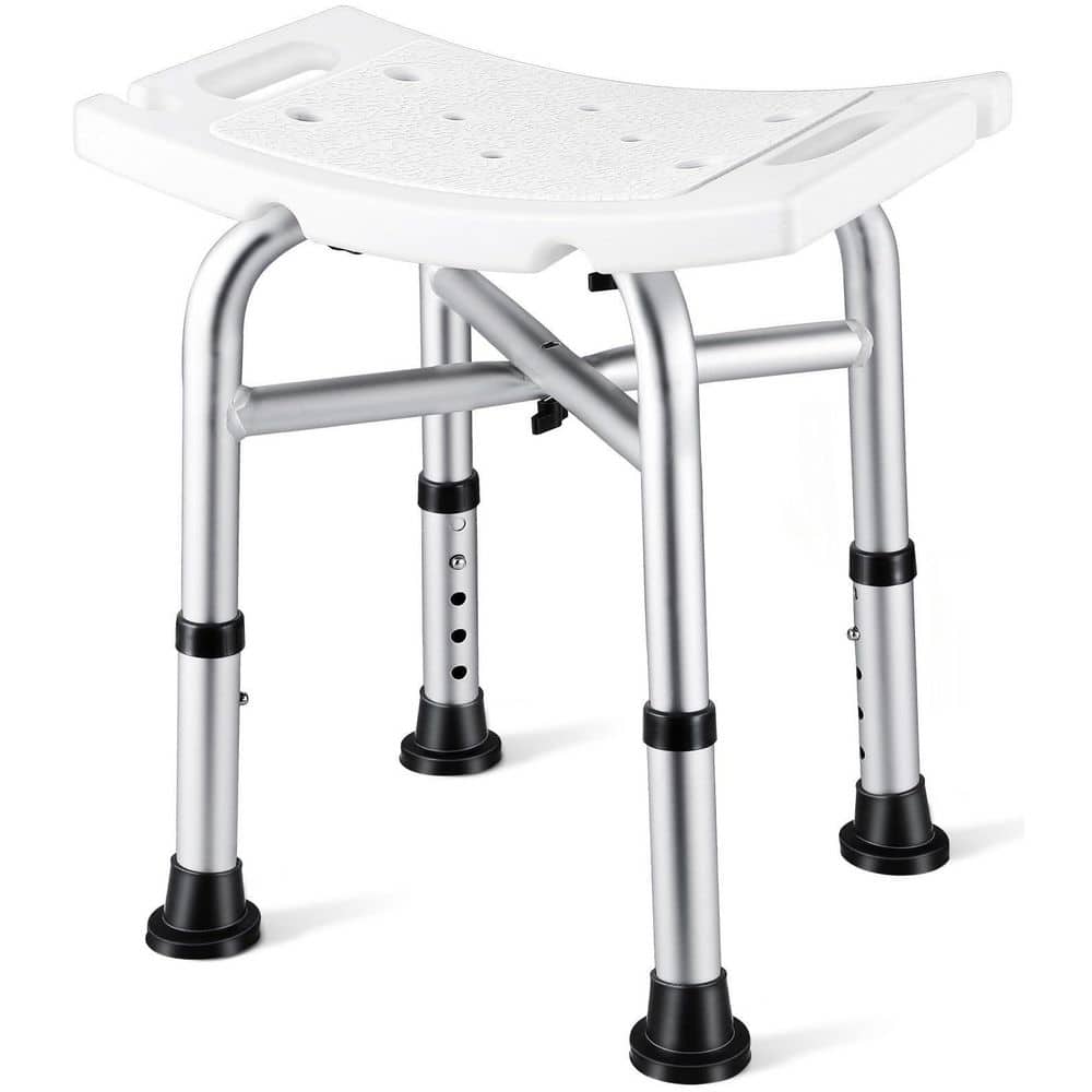 Wudkey 500 lb. Rectangular Non-slip Aluminum Shower Chair in White for ...