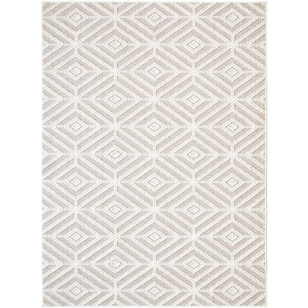 Livabliss Bouclair Beige Argyle 7 ft. x 9 ft. Indoor Area Rug BCR2317 ...