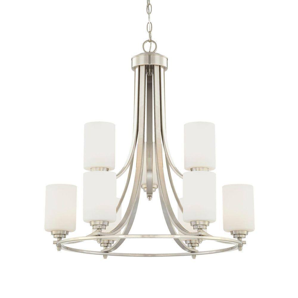 Millennium Lighting 9-Light Satin Nickel Chandelier with Etched White ...