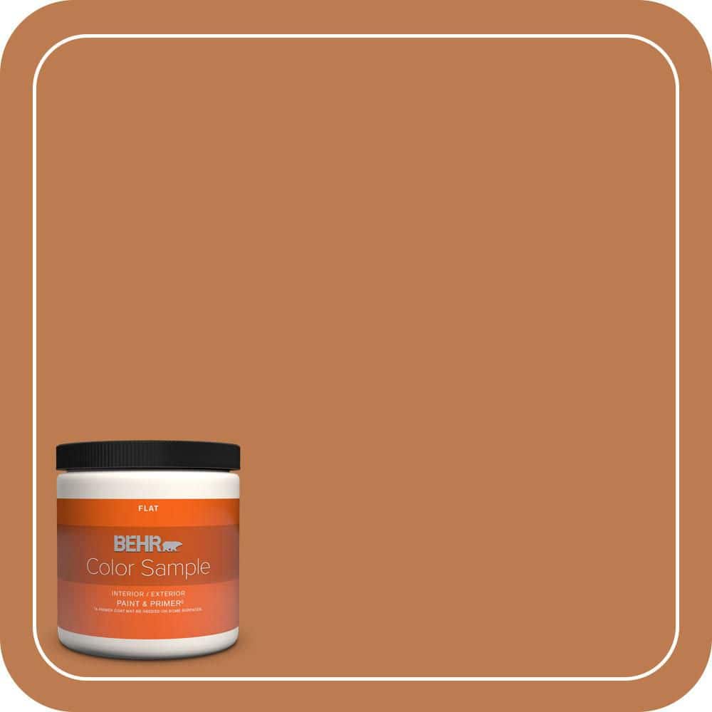 BEHR PREMIUM PLUS 8 oz. #260D-6 Chai Spice Flat Interior/Exterior Paint ...