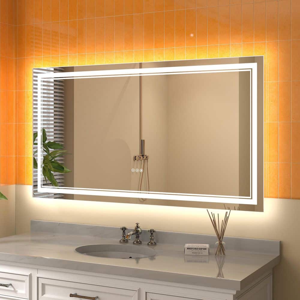 ExBrite Derrin 55 in. W x 30 in. H Large Rectangular Frameless Anti-Fog ...