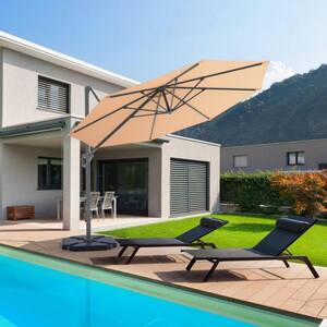 Clihome 11 ft. Cantilever Offset Patio Umbrella in Navy with 360-Degree ...